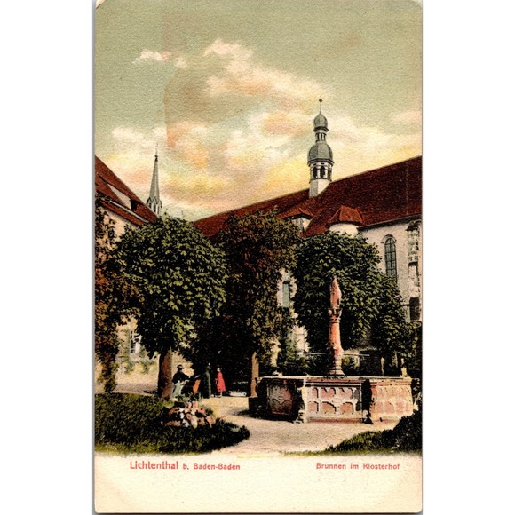 Office | Vintage Lichtenthal Badenbaden Klosterhof Fountain Postcard ...